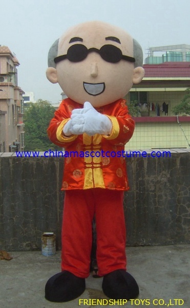 Old man mascot costume, old man human mascot costume