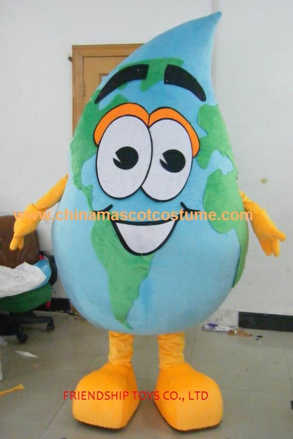 Global water drop drip mascot costume