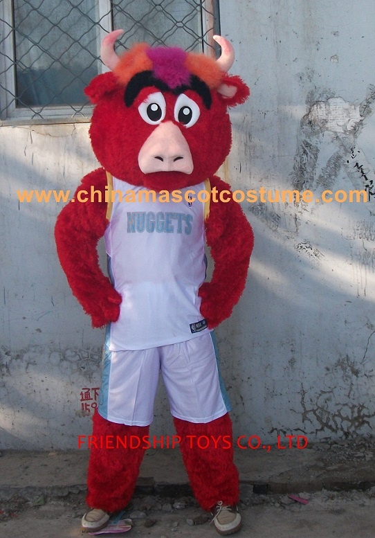 Red bull animal mascot costume,Benny the bull mascot costume