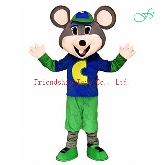 Chuck E Cheese mouse character mascot costume