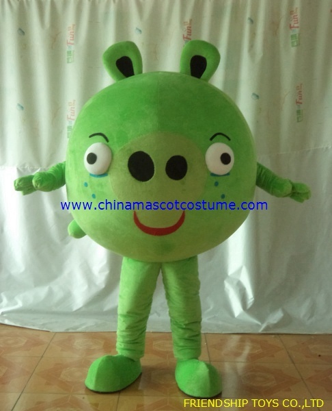 Angry bird green pig mascot costume