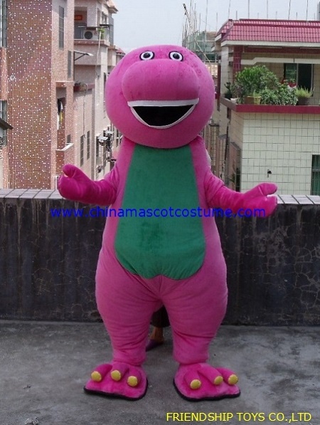 Barney cartoon mascot costume